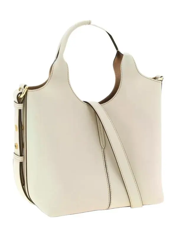 TOD'S Logo-plaque Leather Tote Bag - Neutrals