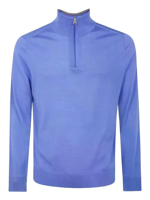 Paul Smith Quarter-zip Wool Sweater - Blue
