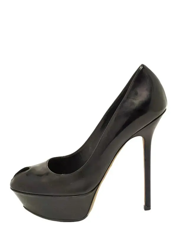 SERGIO ROSSI Patent Leather Peep-toe Stiletto Platform Pumps - Black