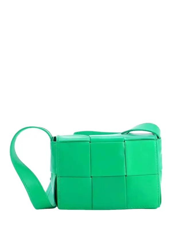 Bottega Veneta Cassette Maxi Intrecciato Leather Crossbody Bag - Green