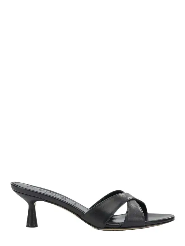 AeydĒ Leather Crossover Strap Kitten Heel Sandals - Black
