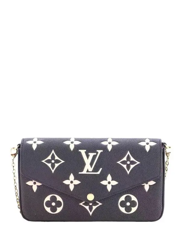 LOUIS VUITTON Felicie Pochette Bicolor Monogram Empreinte Giant Crossbody Bag - Black