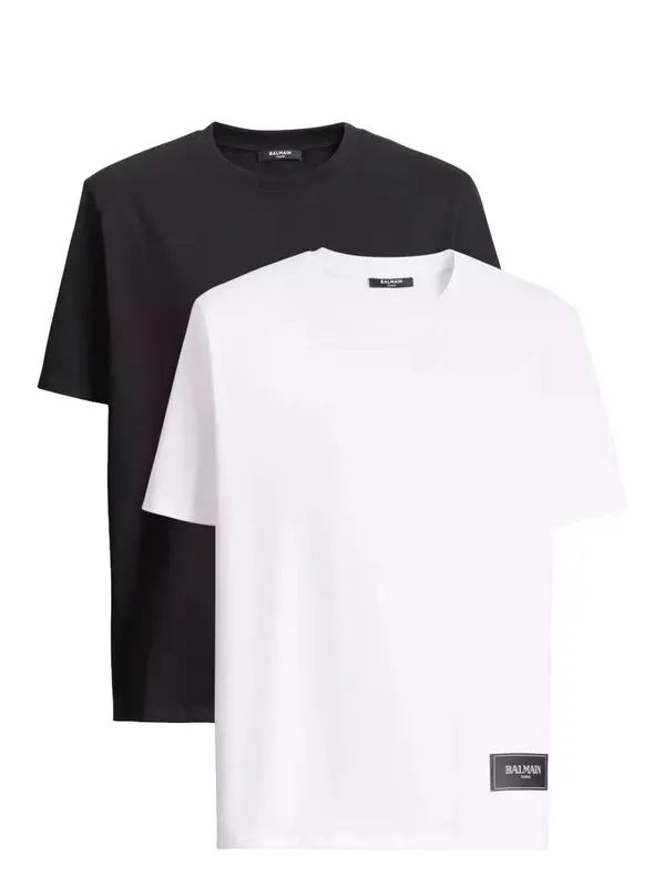 Balmain Logo-patch T-shirts - Black
