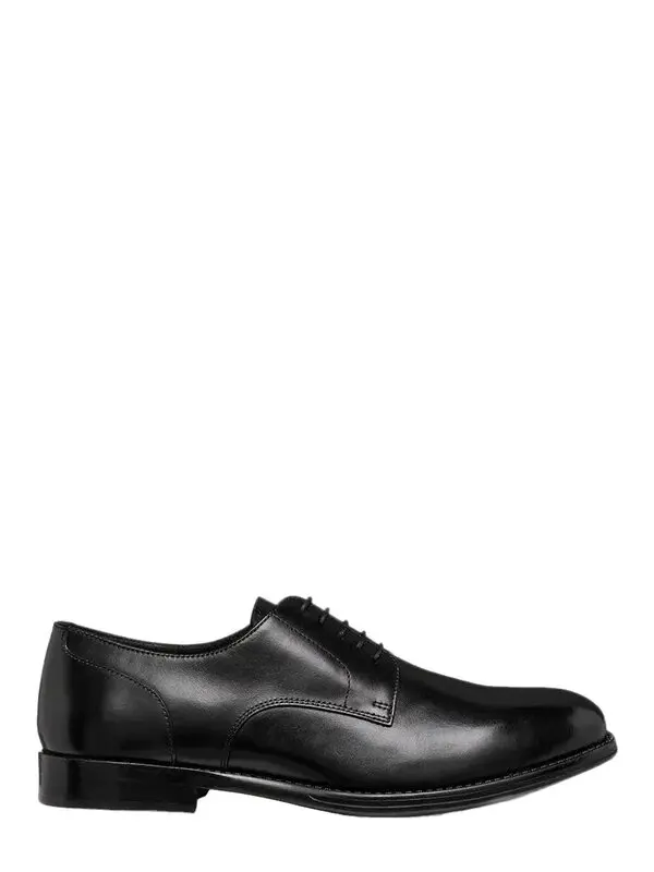Geox Barberigo Leather Derby Shoes - Black