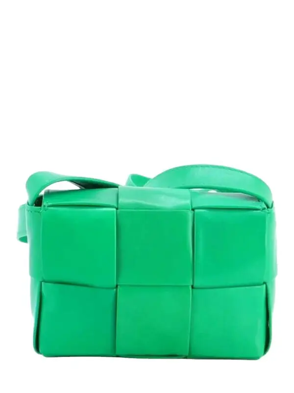 Bottega Veneta Cassette Maxi Intrecciato Leather Candy Crossbody Bag - Green