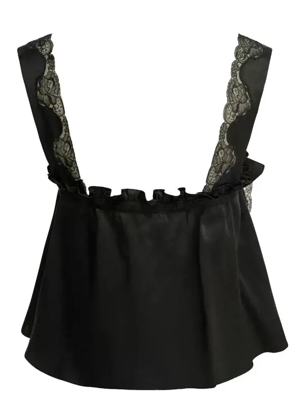 Chloé Lace-trimmed Ruffled Silk Top - Black