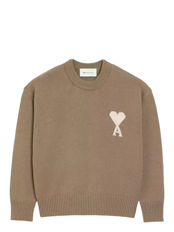 AMI Paris De Coeur Crewneck Sweater - Neutrals