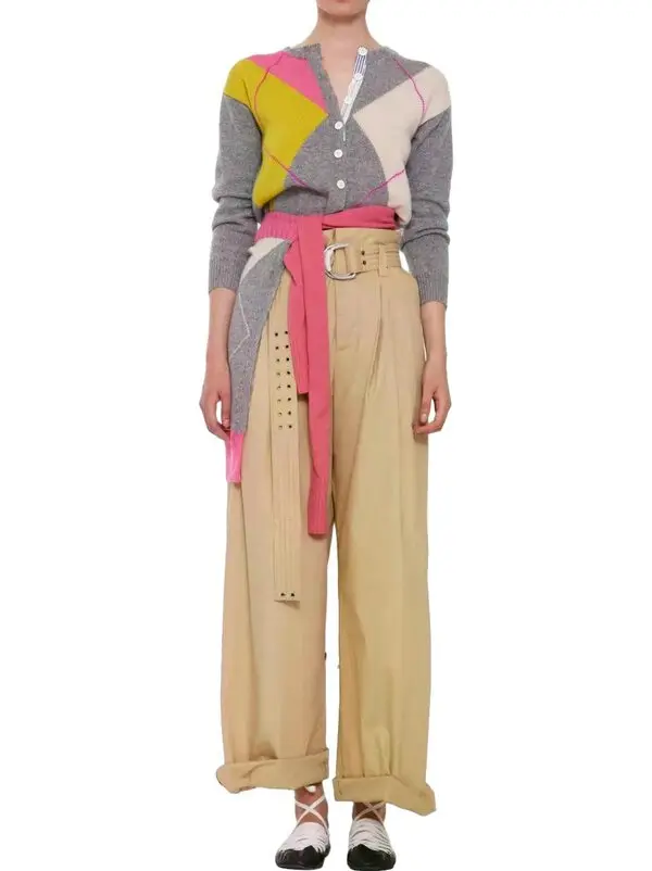LA FETICHE Cynthia Argyle Pattern Cardigan - Grey