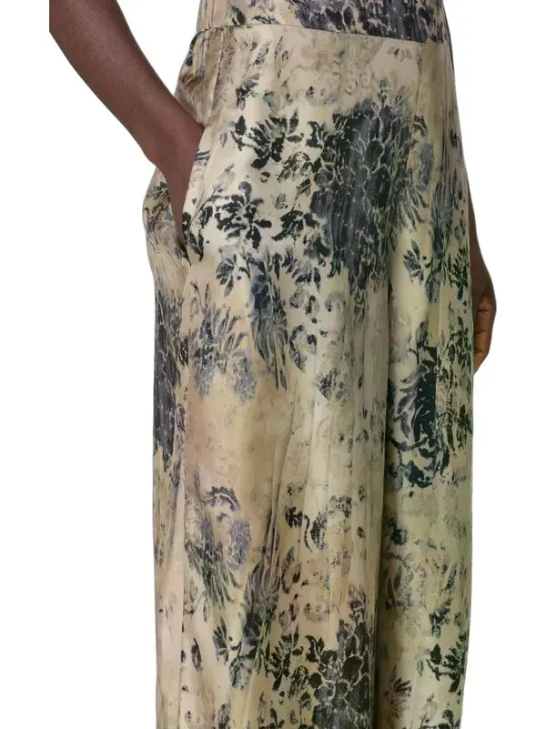 Antonio Marras Floral Print Silk Wide-leg Trousers - Neutrals