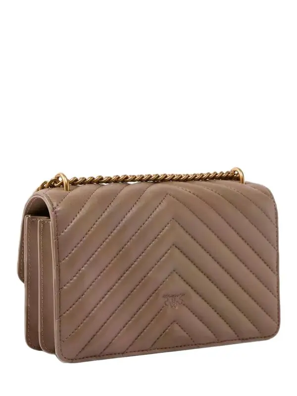 Pinko Chevron Quilted Love Birds Shoulder Bag - Neutrals