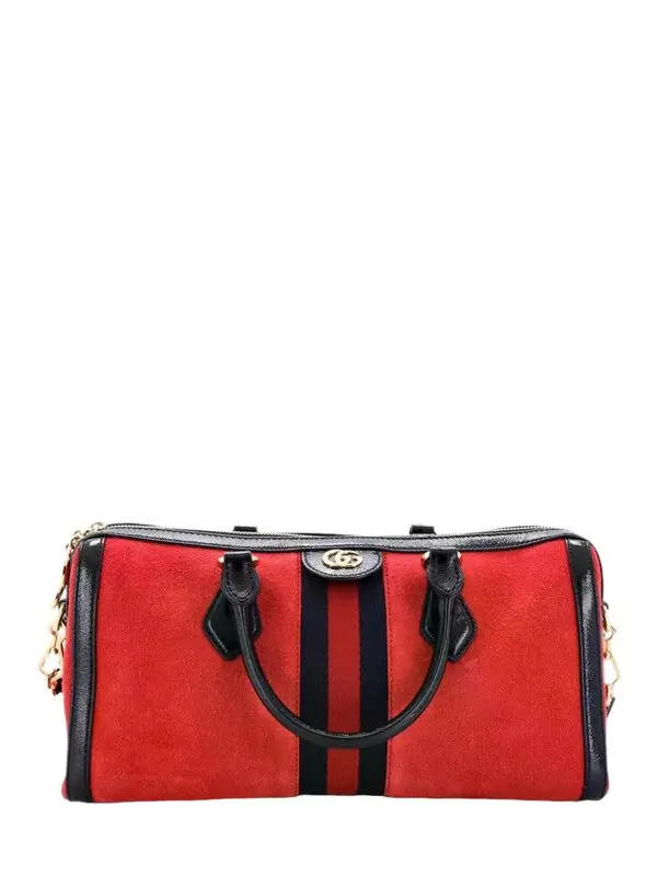 Gucci Ophidia Suede Medium Satchel Bag - Red