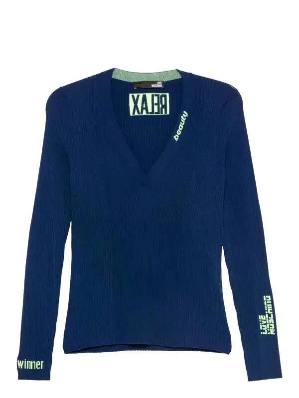 Moschino V-neck Sweater - Blue