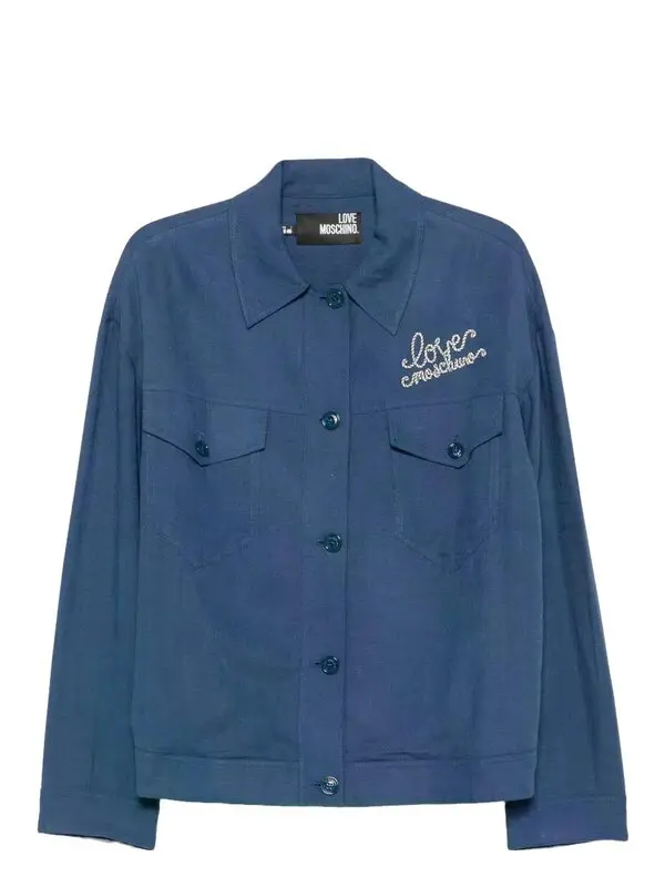Moschino Logo Embroidered Jacket - Blue