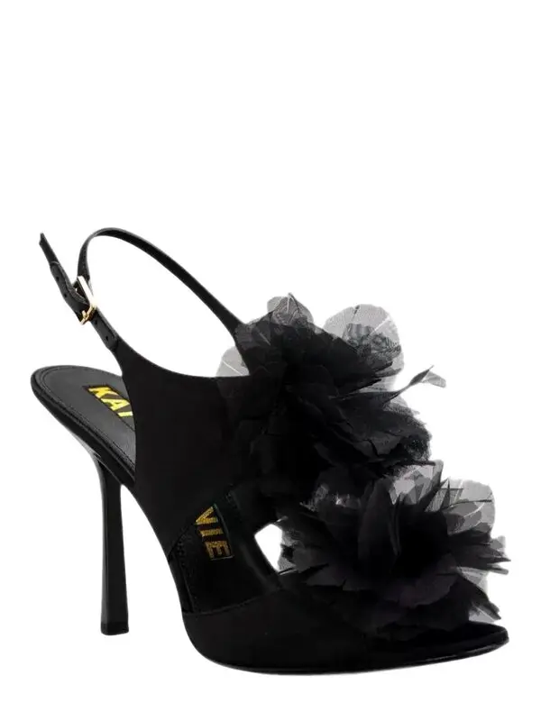 KAT MACONIE Flower Embellishment Sandals - Black