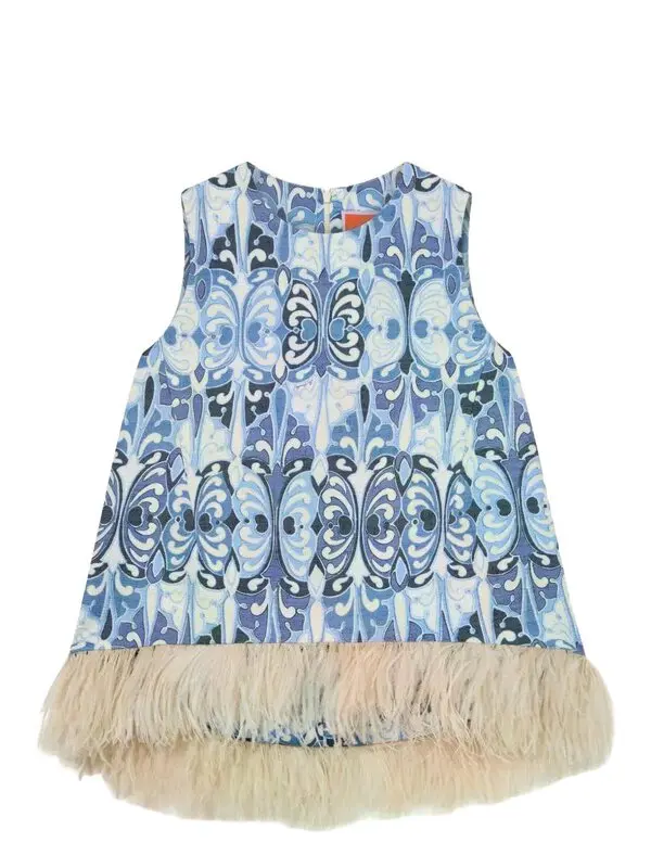 La DoubleJ La Scala Top With Feather Trim - Blue