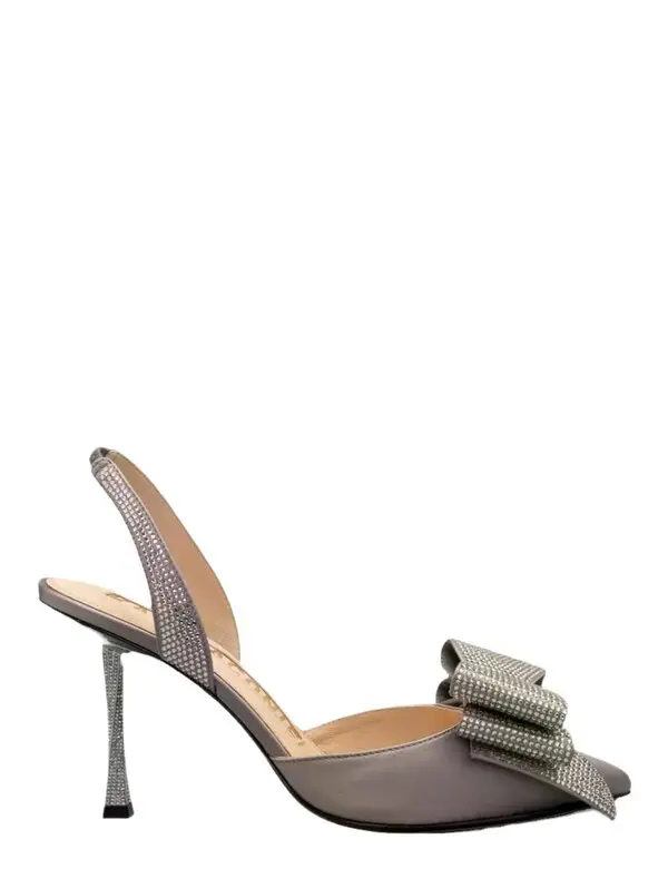 KAT MACONIE Mahira Crystal-embellished Bow Detail Slingback Pumps - Grey