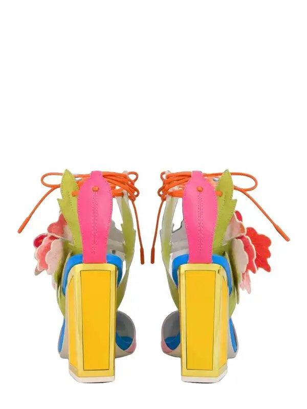 KAT MACONIE Floral Embroidered Block Heel Mules - Pink