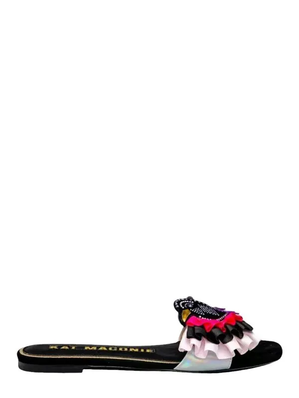 KAT MACONIE Ruffled Flat Sandals - Black