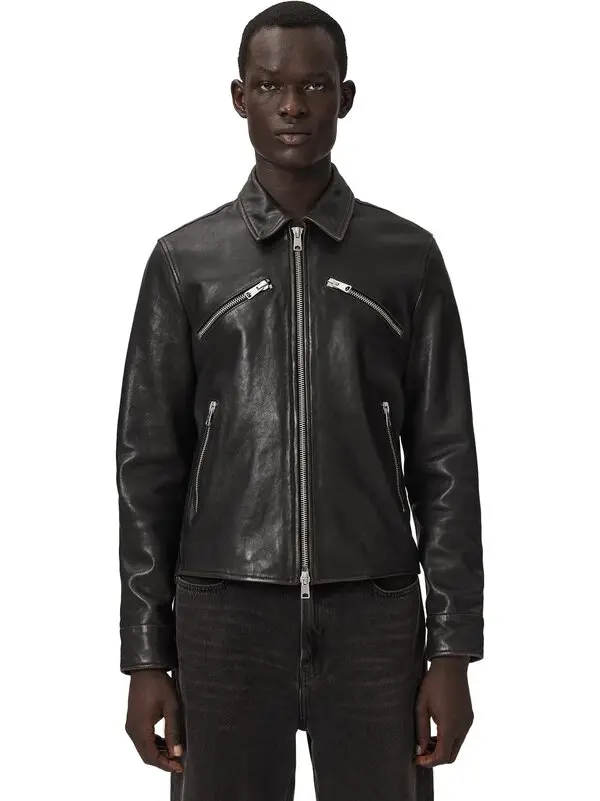 ALLSAINTS Verdi Fitted Leather Jacket - Black
