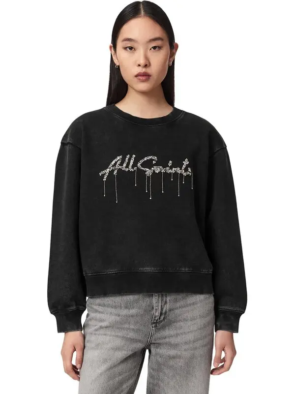 ALLSAINTS Chains Pippa Embellished Sweatshirt - Black