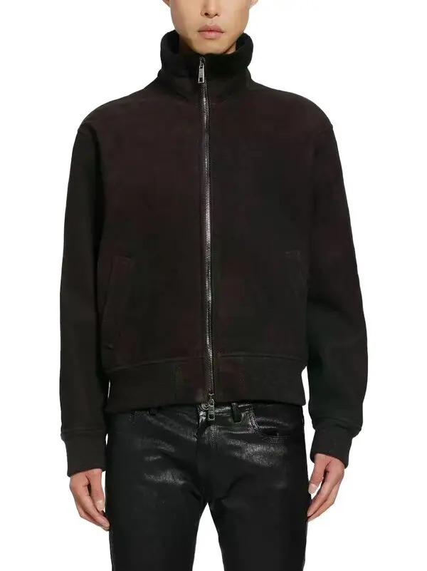 GIORGIO BRATO Shearling-collar Zip-up Suede Jacket - Brown