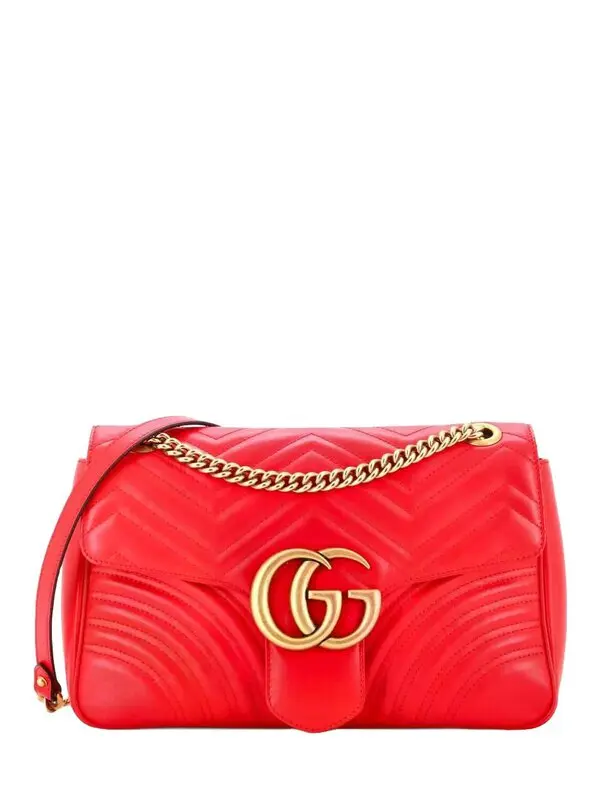 Gucci Gg Marmont Matelassé Leather Shoulder Bag - Red