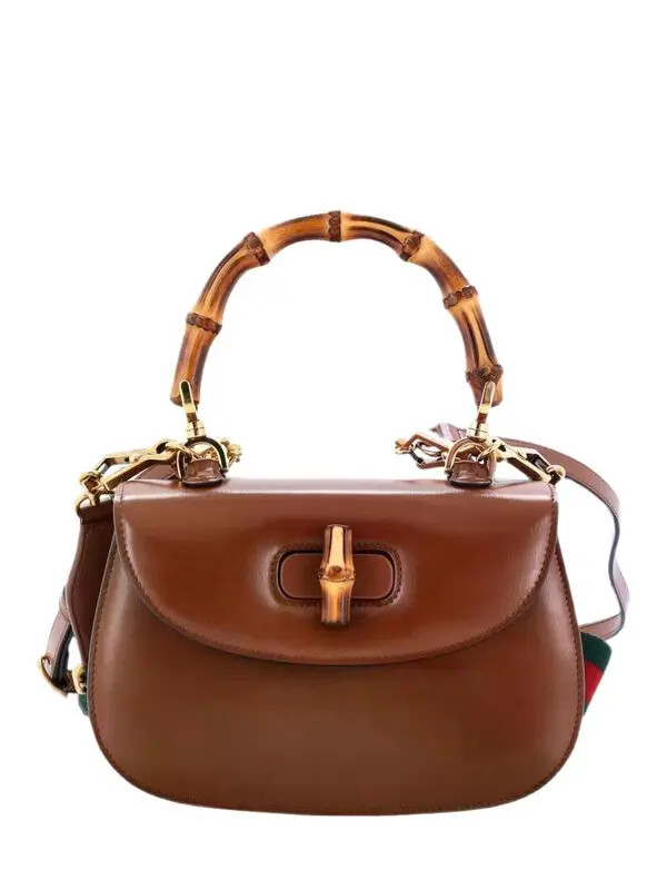 Gucci Bamboo 1947 Top Handle Bag Leather Small Satchel - Brown