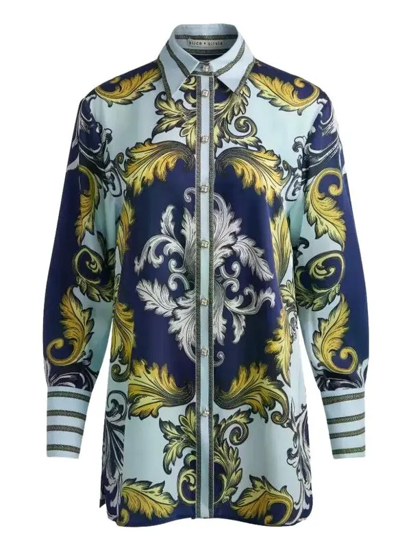 Alice + Olivia Baroque Print Button-up Shirt - Blue