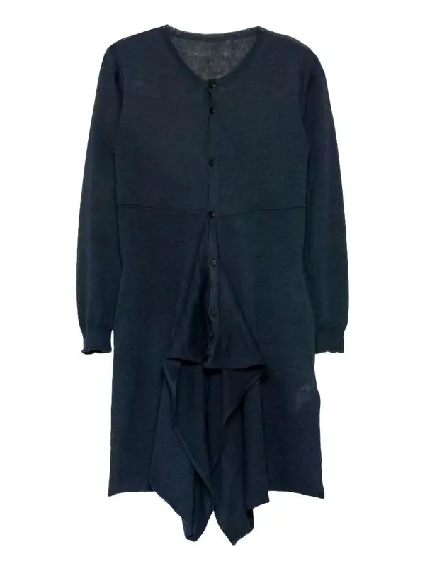 Yohji Yamamoto Plain Stitch Flared Long Cardigan - Blue