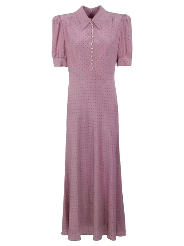 Alessandra Rich Polka Dot Midi Dress - Pink