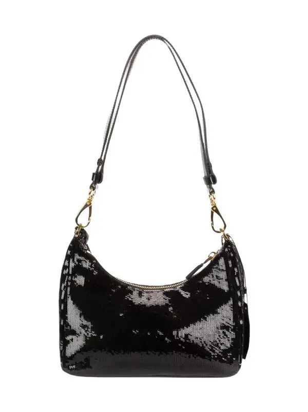 Prada Re-nylon Sequin-embellished Shoulder Bag - Black