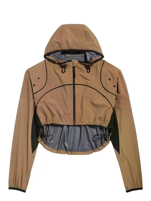 Balenciaga Cropped Hooded Jacket With Paneling - Neutrals