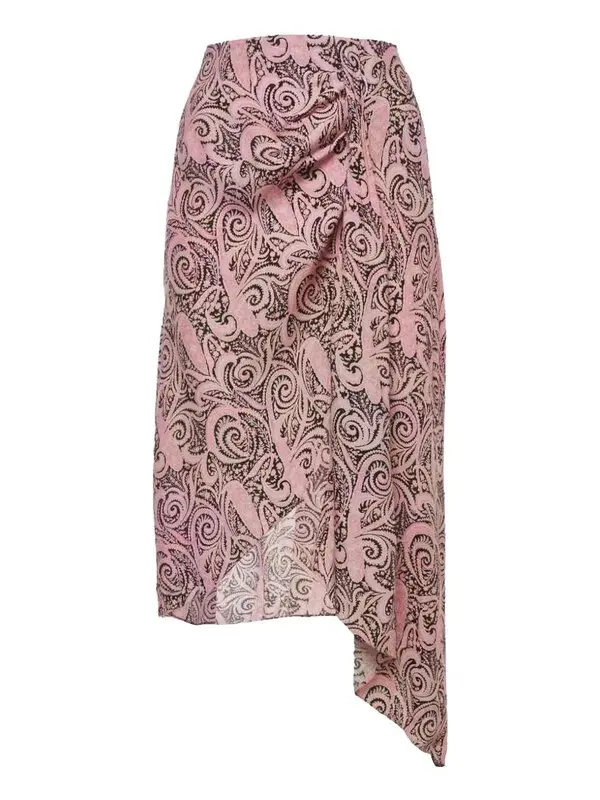 Maje Printed Asymmetric Midi Skirt - Pink