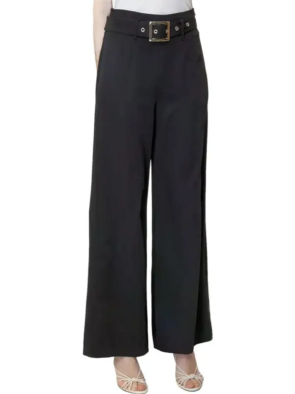 SIMONA CORSELLINI Wide Leg Trousers With Belt - Black