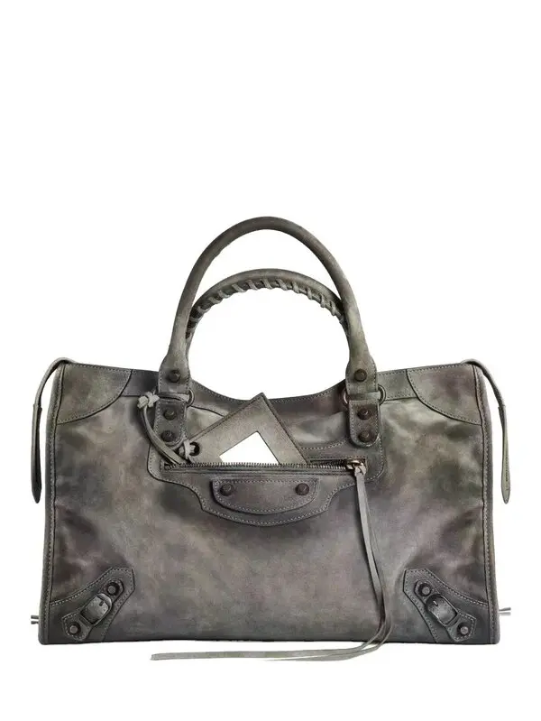 Balenciaga Medium Le City Waxed Suede Tote Bag - Grey