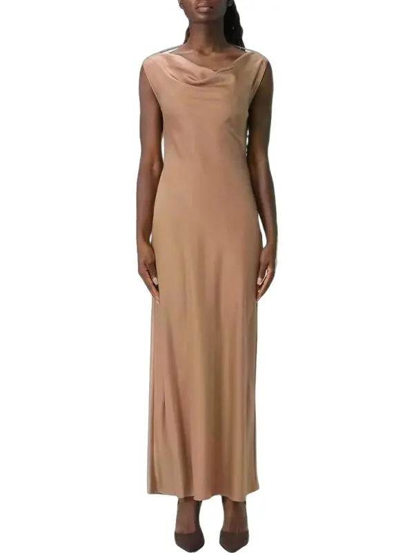 HANITA Cowl Neck Sleeveless Maxi Dress - Neutrals