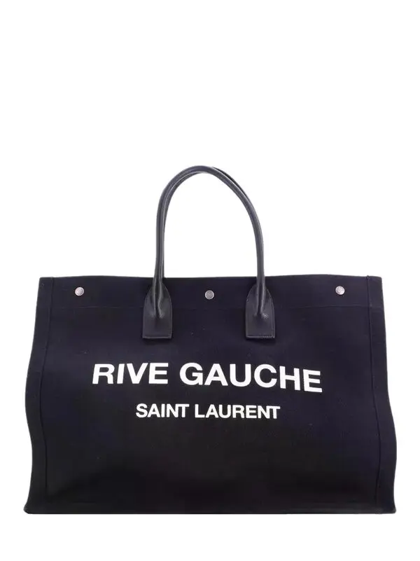 Saint Laurent Rive Gauche Canvas Large Tote Bag - Black