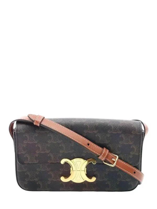 Celine 2010-2026 Triomphe Coated Canvas Claude Shoulder Bag - Brown