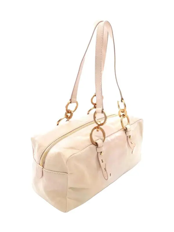 Prada 2025 Medium Leather Dangle Top Handle Bag - Neutrals