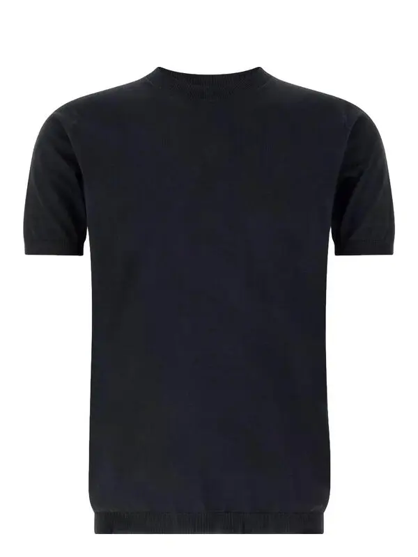 RIVIERA Cuffed Round Neck T-shirt - Black