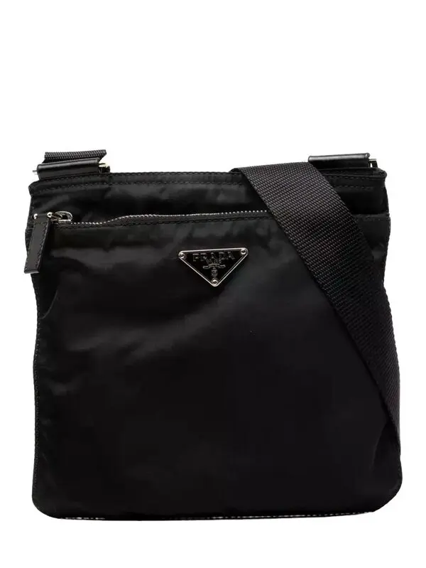 Prada Tessuto Zip Top Crossbody Bag - Black