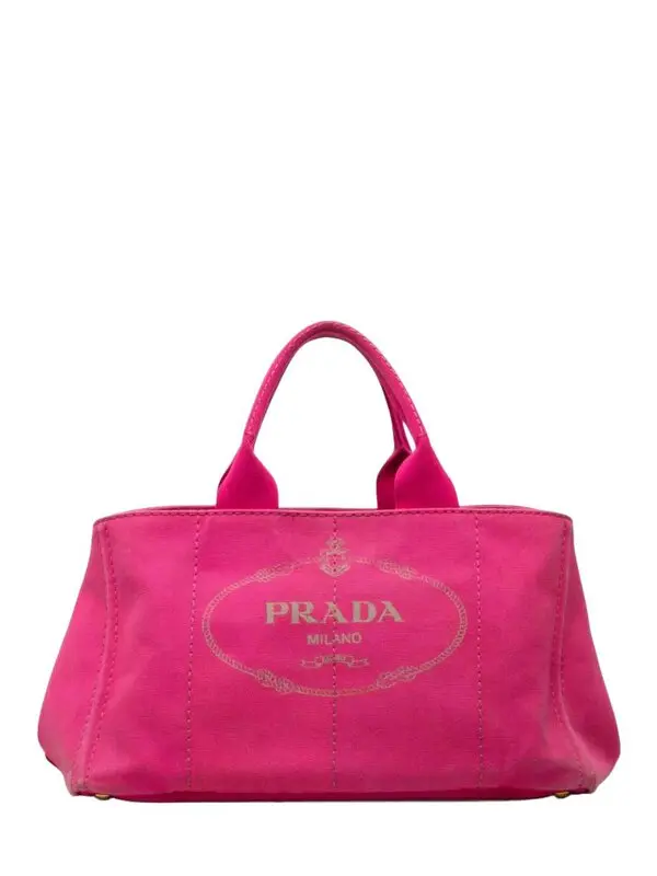 Prada 2010-2026 Canvas Canapa Logo Satchel - Pink