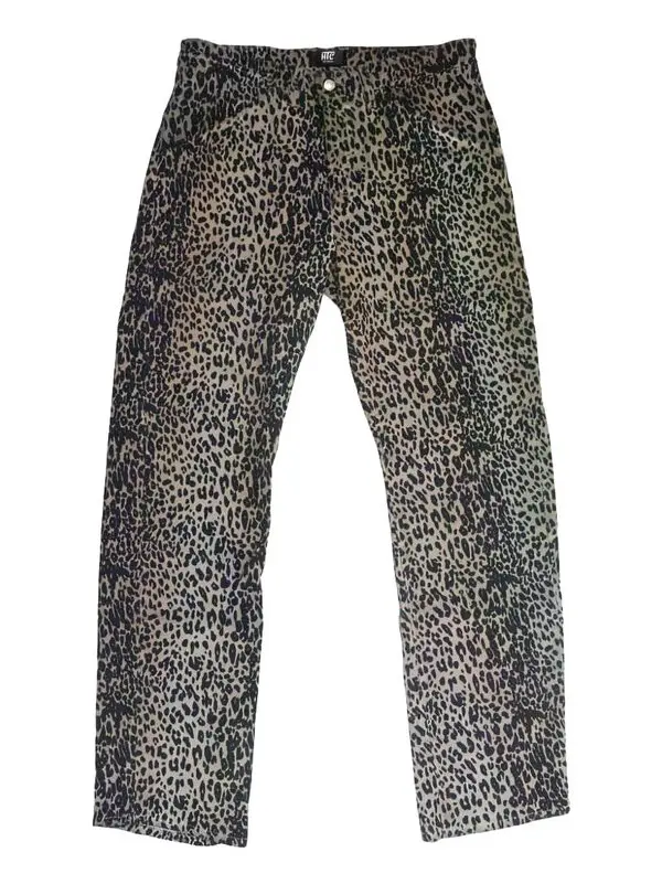 HTC LOS ANGELES Leopard-print Loose-fit Jeans - Black