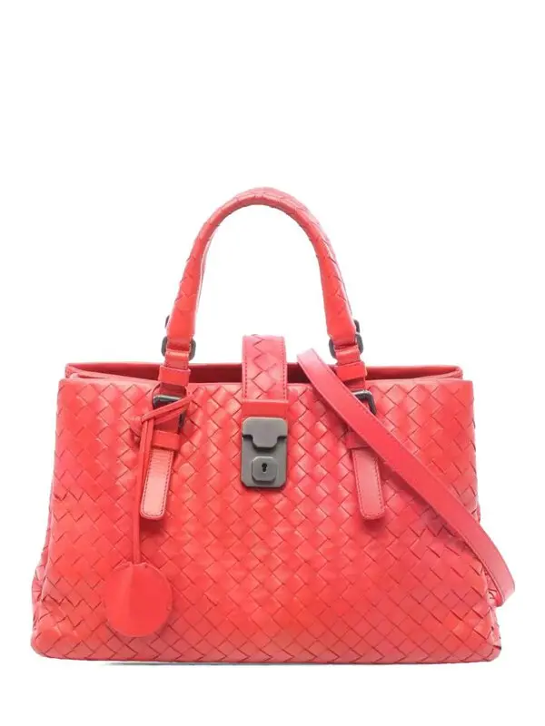 Bottega Veneta Small Nappa Intrecciato Roma Satchel - Red