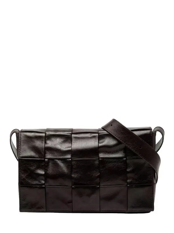 Bottega Veneta Paper Calfskin Intrecciato Cassette Crossbody Bag - Brown