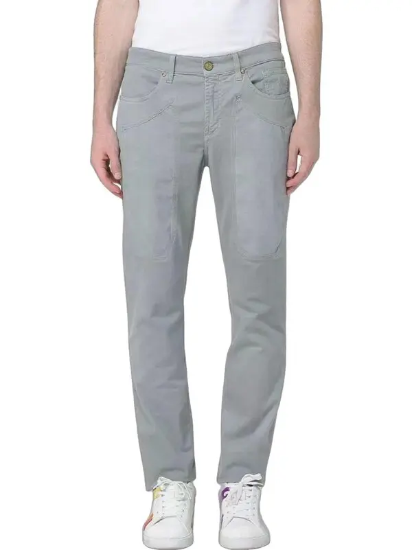JECKERSON Slim-fit Trousers With Logo Patch - Grey