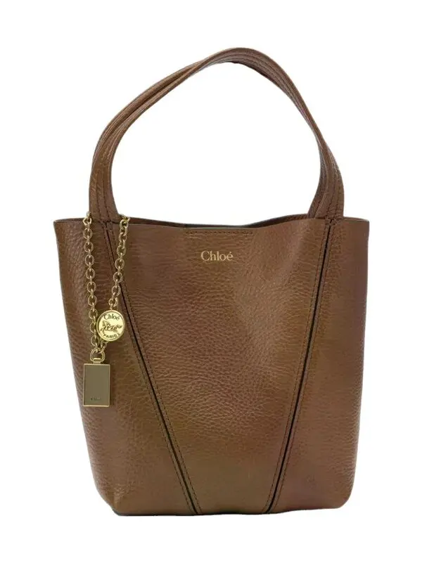 Chloé Spin Logo-print Grained Leather Tote Bag - Brown