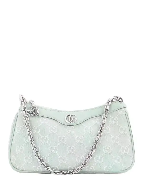 Gucci Ophidia Zip Pochette Gg Denim Small Shoulder Bag - Green