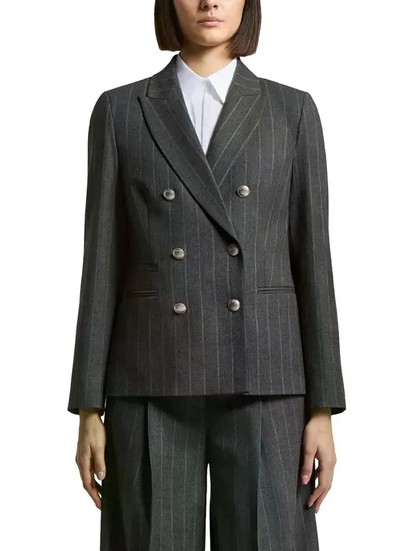 Peserico Pinstripe Double-breasted Jacket - Grey