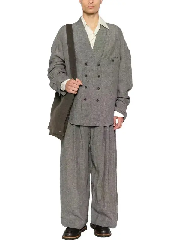 ZIGGY CHEN Check Pattern Tailored Trousers - Grey